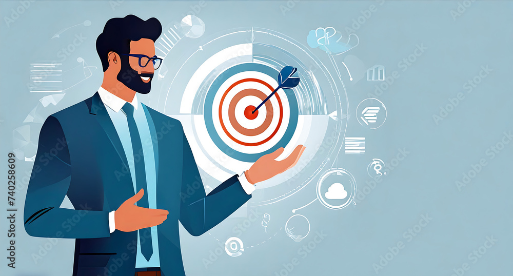 businessman showing business goal setting concept ,Target Growth ...