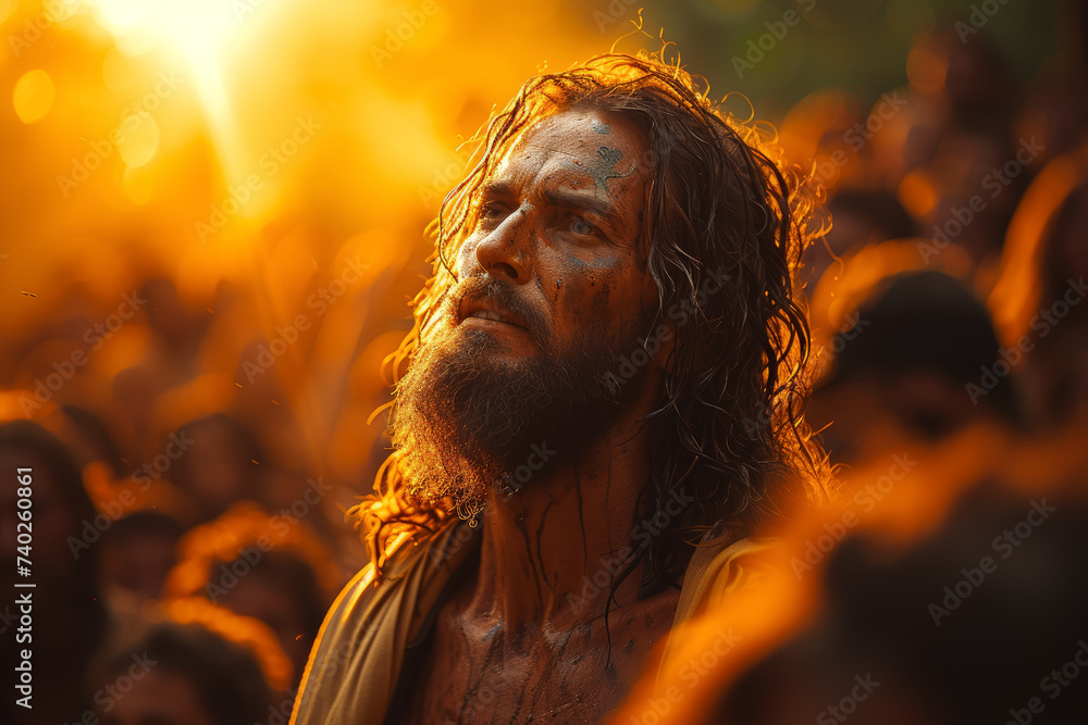 Imagination of The resurrected Jesus commissioning his disciples to go ...