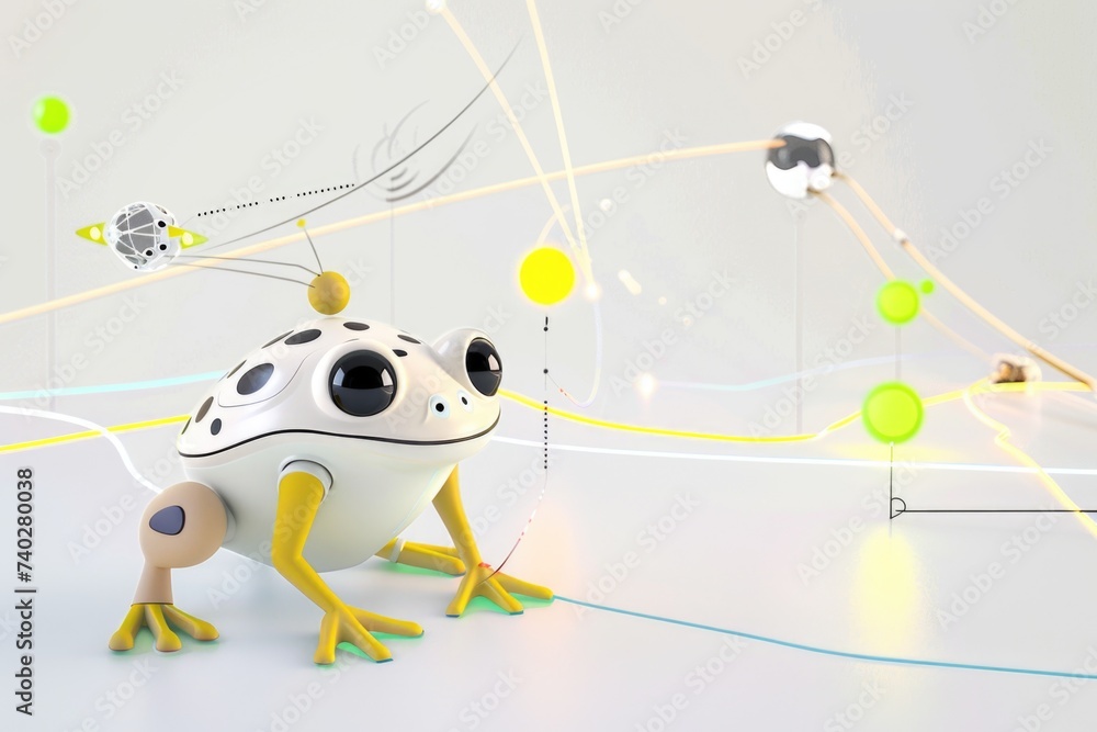 A frog in minimal computer cgi environment, showing a contrast between ...