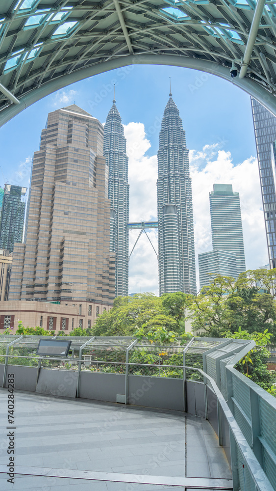 Twin Towers Petronas Towers View from the bridge The curved roof gives ...
