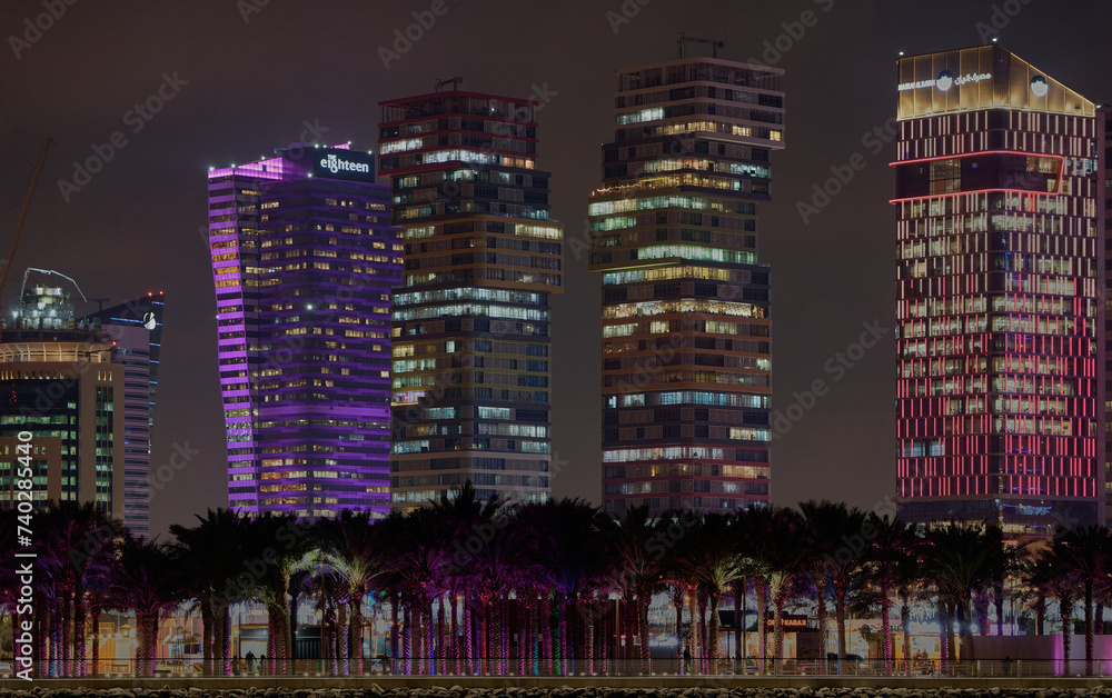 Lusail skyline in Lusail city, Qatar night view from Lusail Winter ...