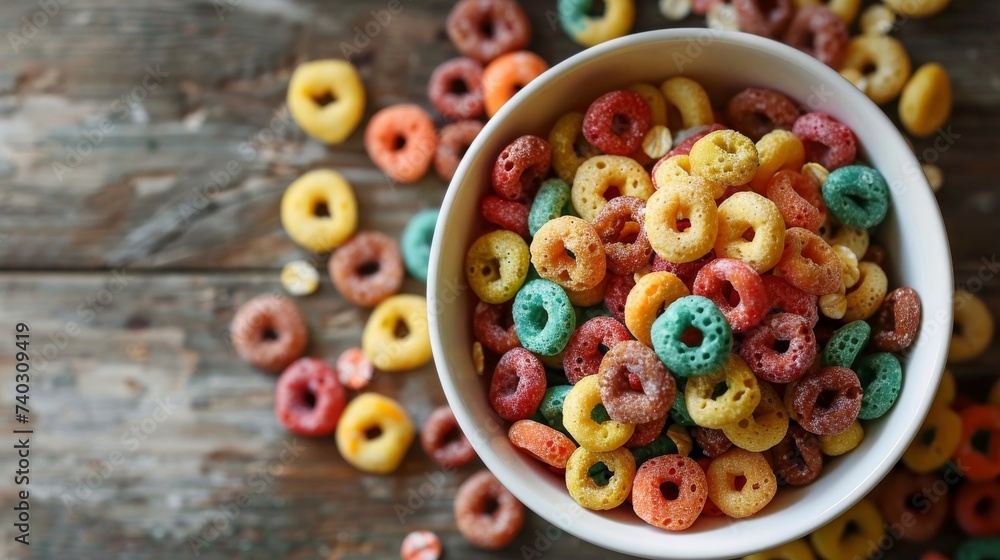 Colorful bowl of fruit loop cereal for a fun and vibrant breakfast ...