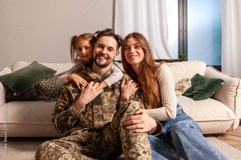 Ukrainian army soldier in camouflage uniform returned home to his ...