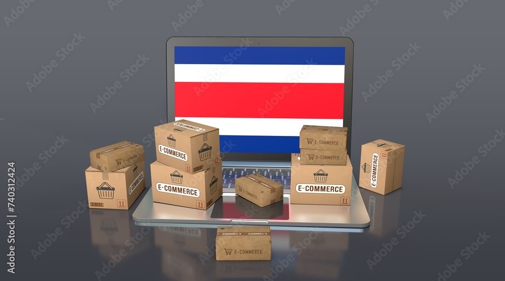 Costa Rica, Republic of Costa Rica, E-Commerce Visual Design, Social Media Images. 3D rendering ...
