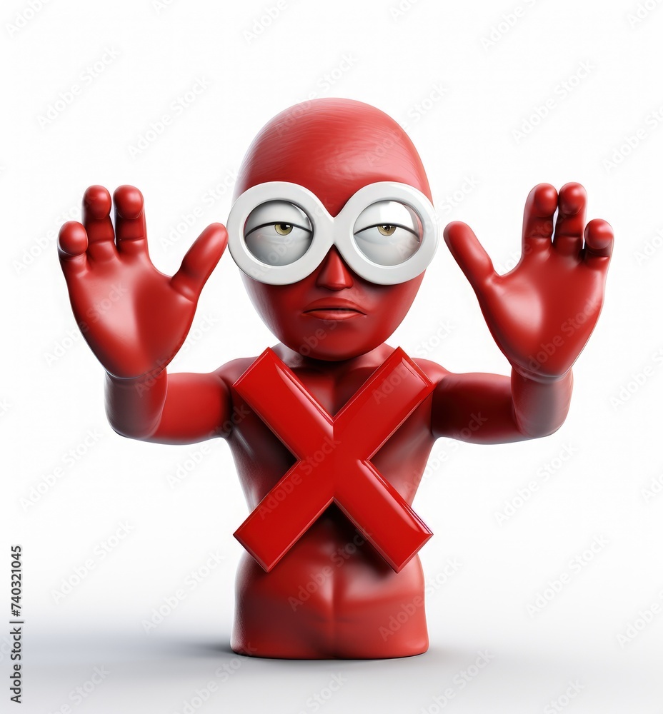 Banning entry: a 3d prohibition concept with a red x sign, a virtual ...