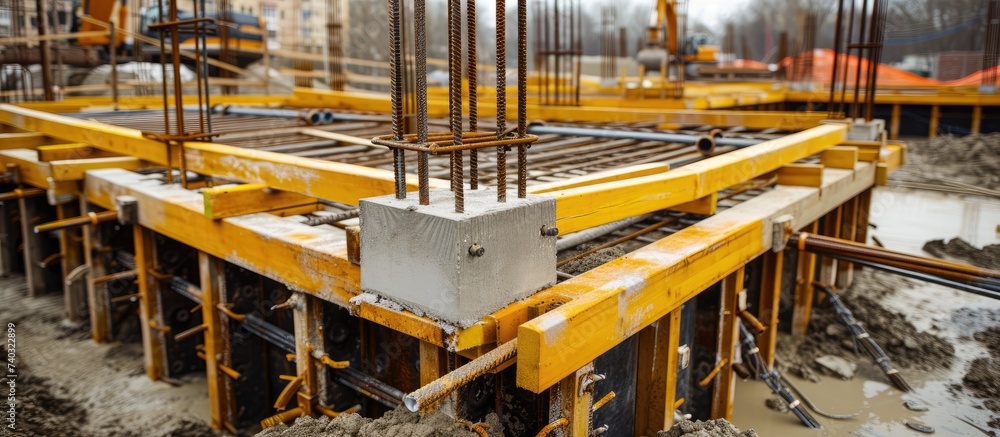 A photo showcasing the ongoing construction of an apartment building ...