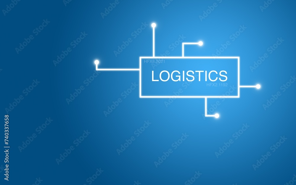 Logistics concept map with fictional tour names in front of a blue ...