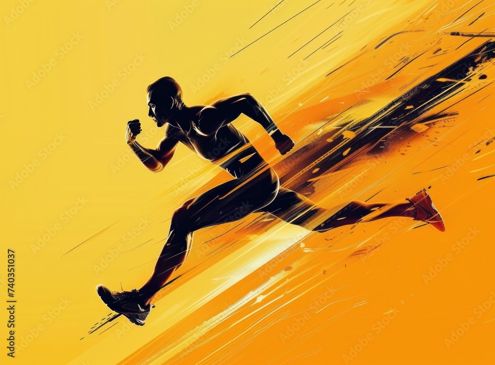 Male runner is sprinting forward with speed in vray format. Speed ...