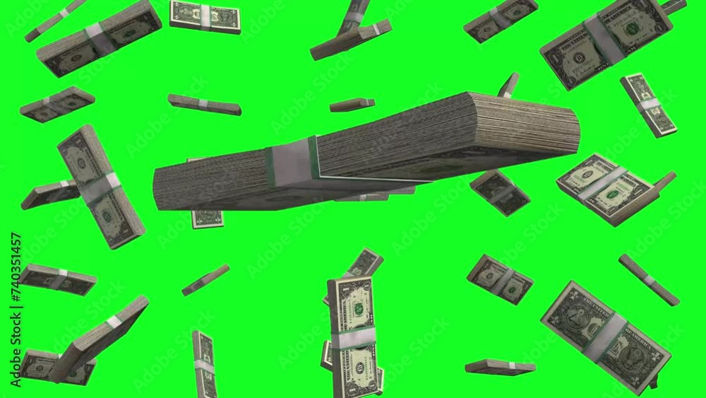 Vidéo Stock Dollar cash falling. One Dollar banknotes flying Money Rain ...