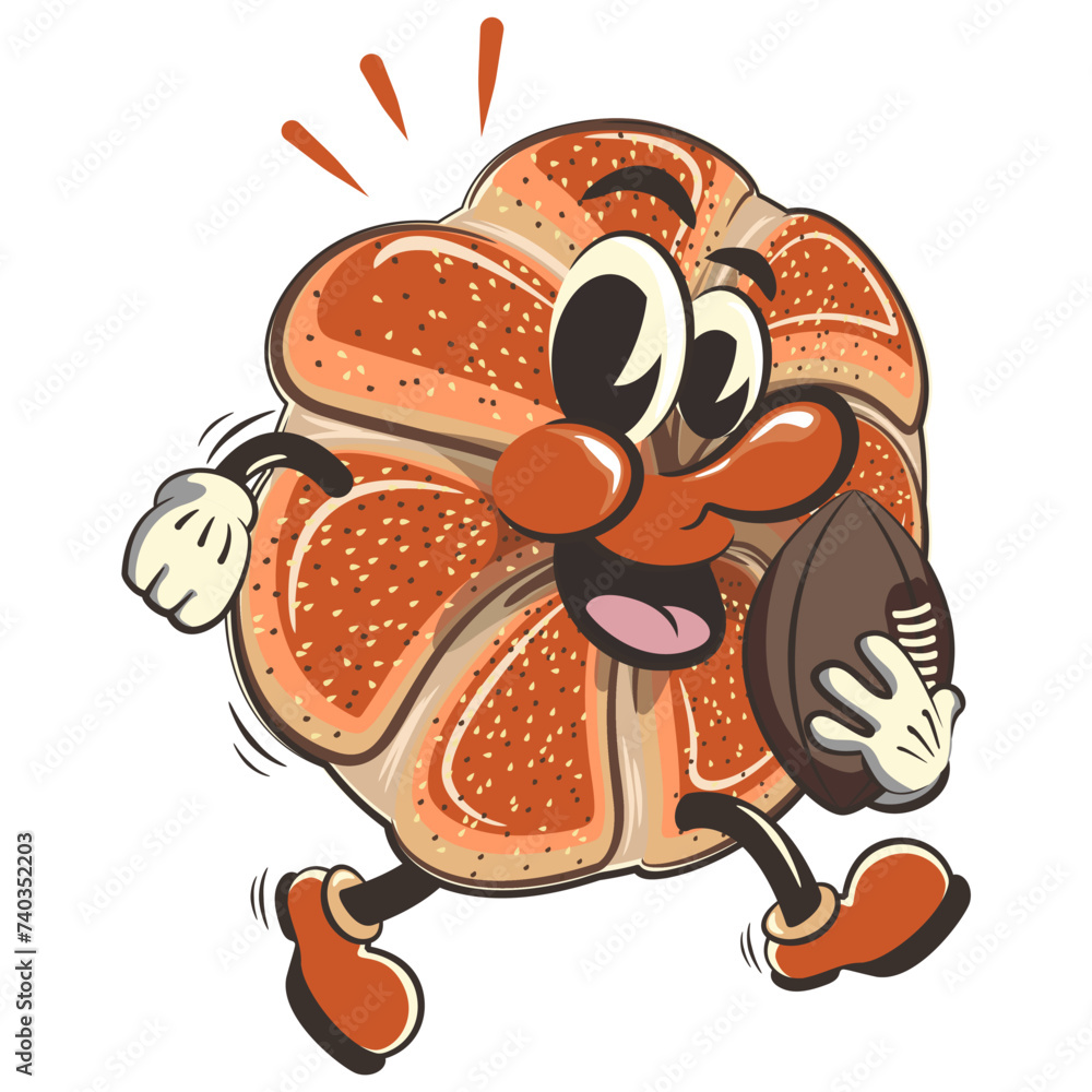 vector isolated clip art illustration of cute bagel rolls mascot ...