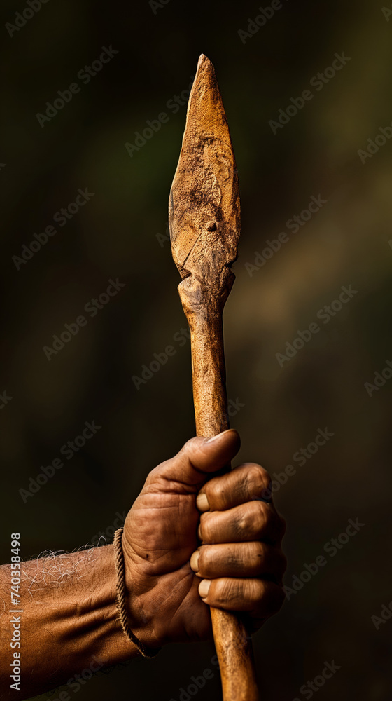 Wooden spear - Primitive spear - caveman - chipped stone - Primitive ...