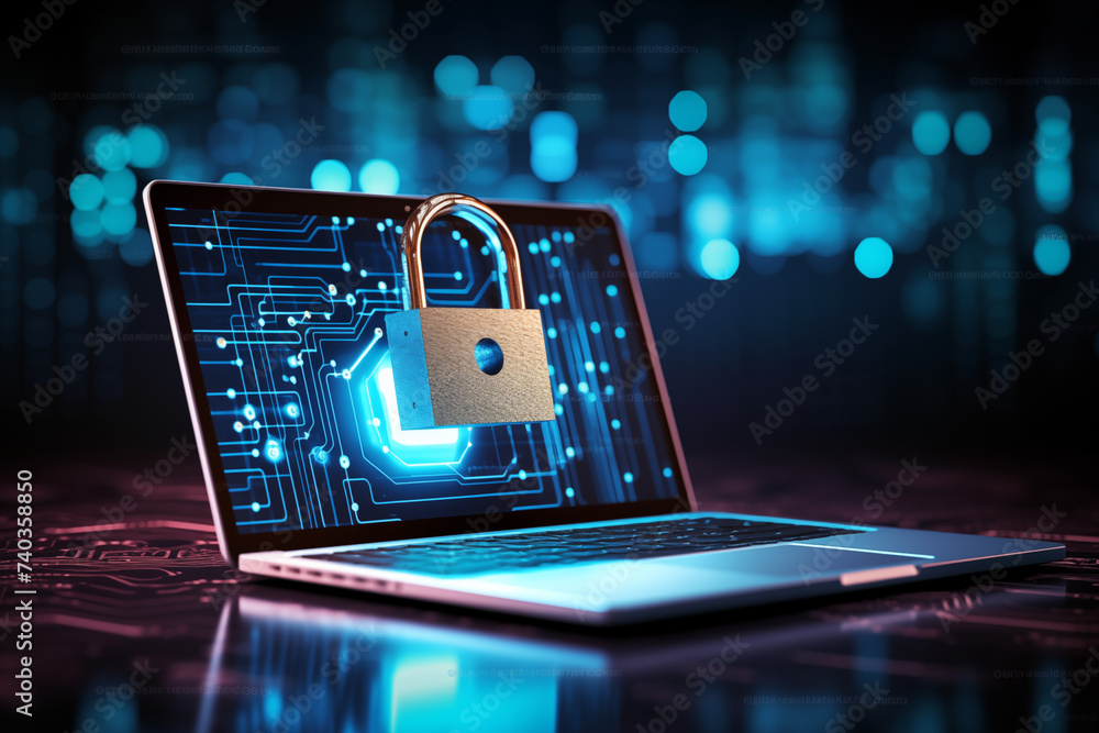Digitale Sicherheit, Konzept Cyber Security, Sicherheit am Laptop und ...