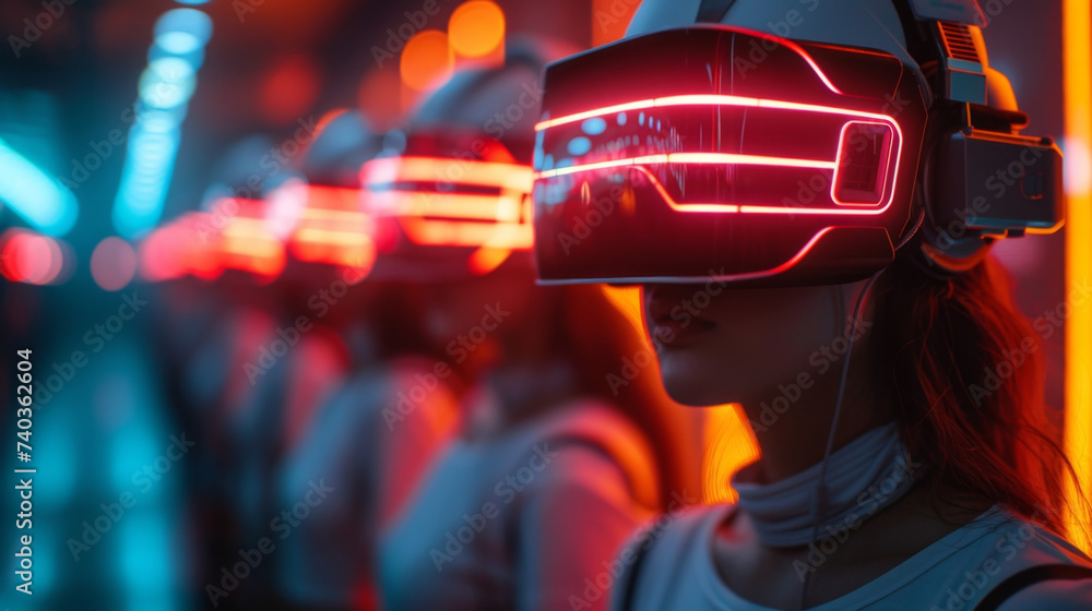 In a virtual reality world a group of avatars are shown engaging in a ...