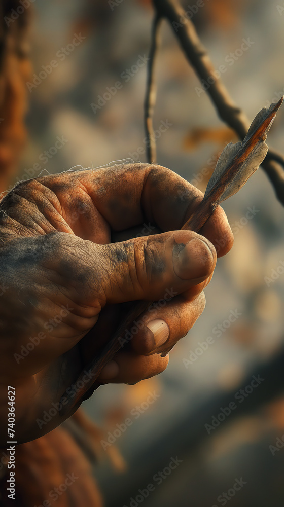 Primitive Hand Holding Bone Tool - Primitive Spear - Caveman ...