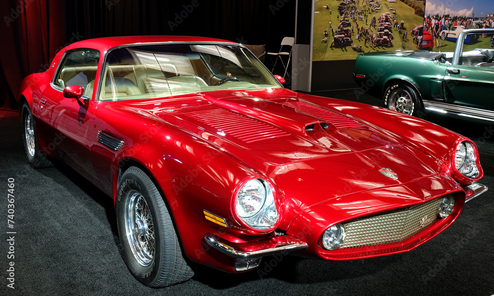TORONTO-FEBRUARY 15, 2024: 1971 Pontiac Pegasus Concept with Ferrari 4. ...