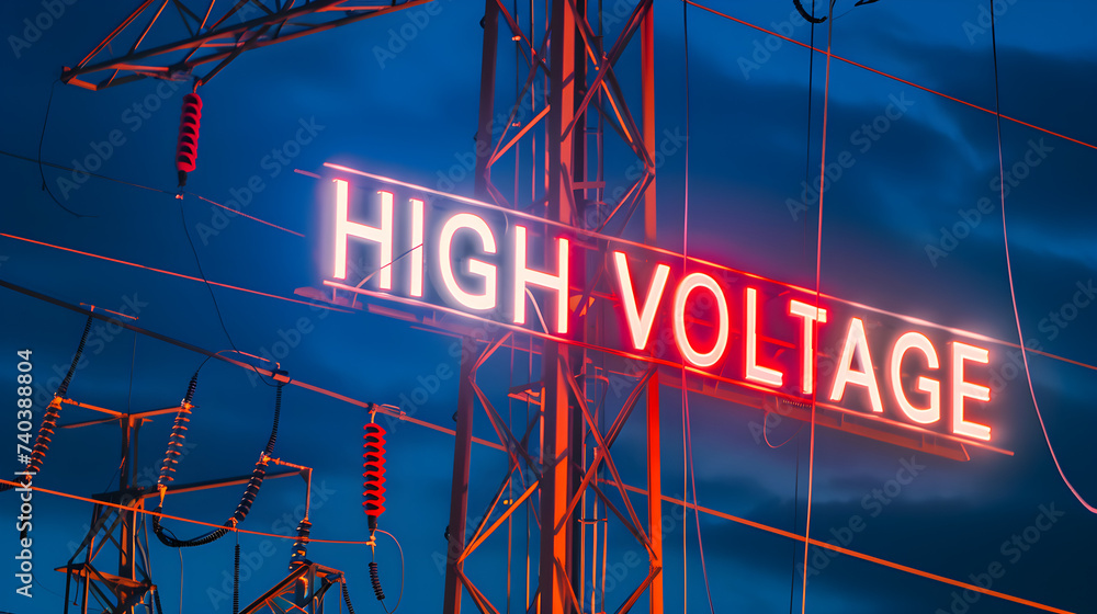 high voltage neon sign Stock Illustration | Adobe Stock