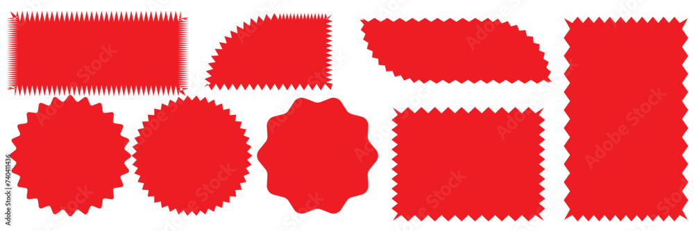 Zig zag edge rectangle shape collection. Jagged rectangular elements set. Black graphic design ...