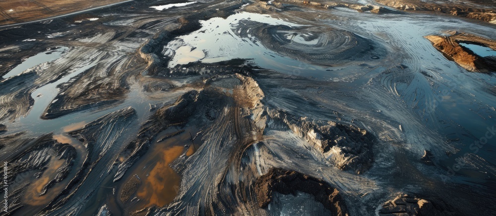 This aerial photograph showcases the Alberta regions Athabasca Tar ...