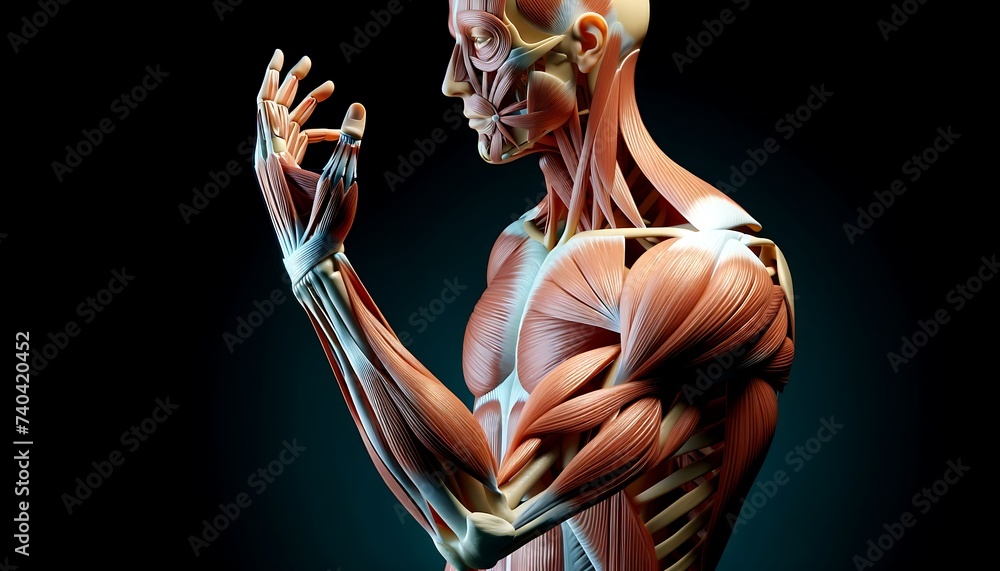 human body anatomy, muscle system 3d visualization medical and study ...