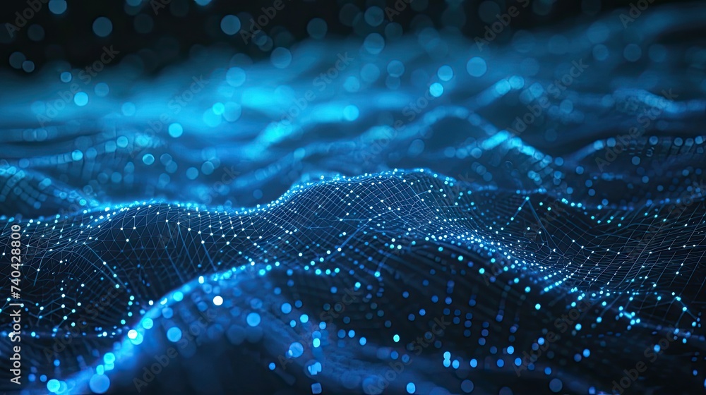 Beautiful blue digital background, digitalization and artificial ...