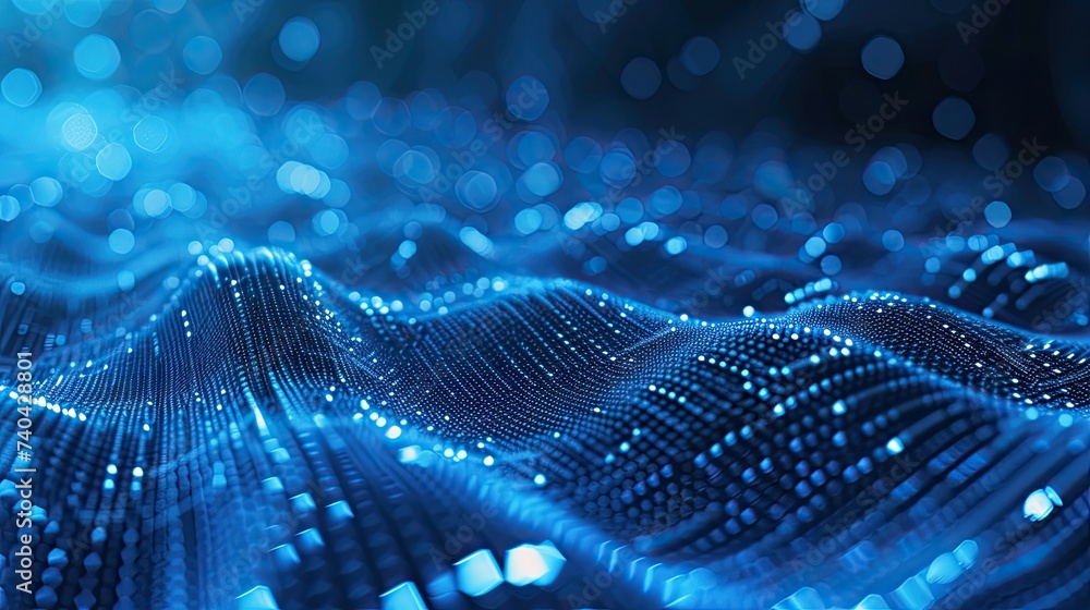 Beautiful blue digital background, digitalization and artificial ...
