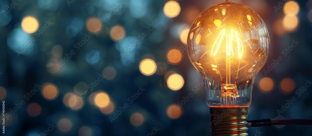 Innovative concept with a light bulb having another glowing light bulb ...