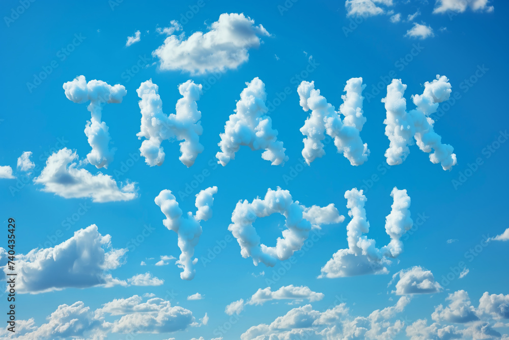 Thank You text made out of clouds in a blue sky Stock Illustration ...