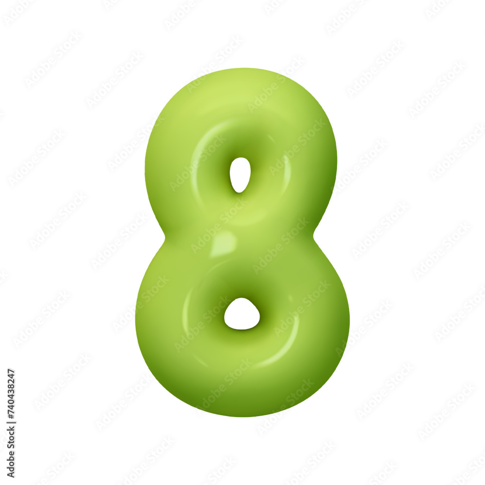 Vecteur Stock Number 8 Eight Number Sign Green Color Realistic 3d