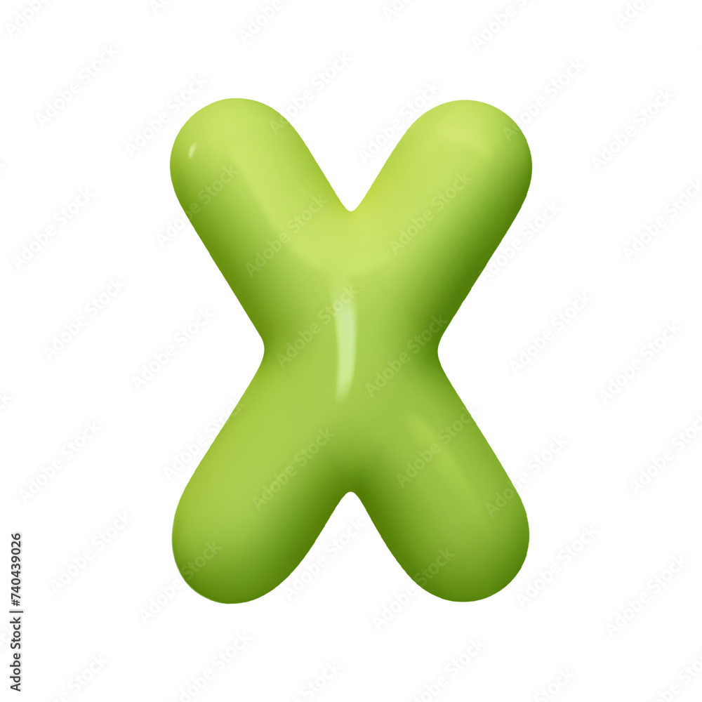 letter X. letter sign green color. Realistic 3d design in cartoon ...