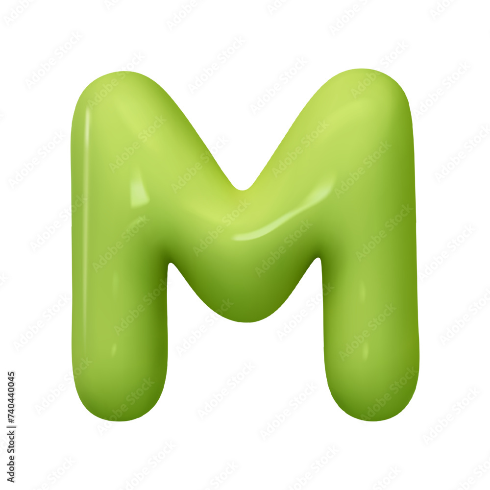 letter M. letter sign green color. Realistic 3d design in cartoon ...