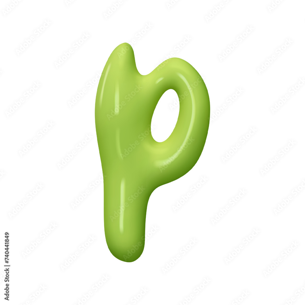 letter P. letter sign green color. Realistic 3d design in cartoon ...