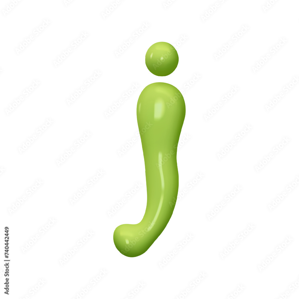 letter J. letter j sign green color. Realistic 3d design in cartoon ...