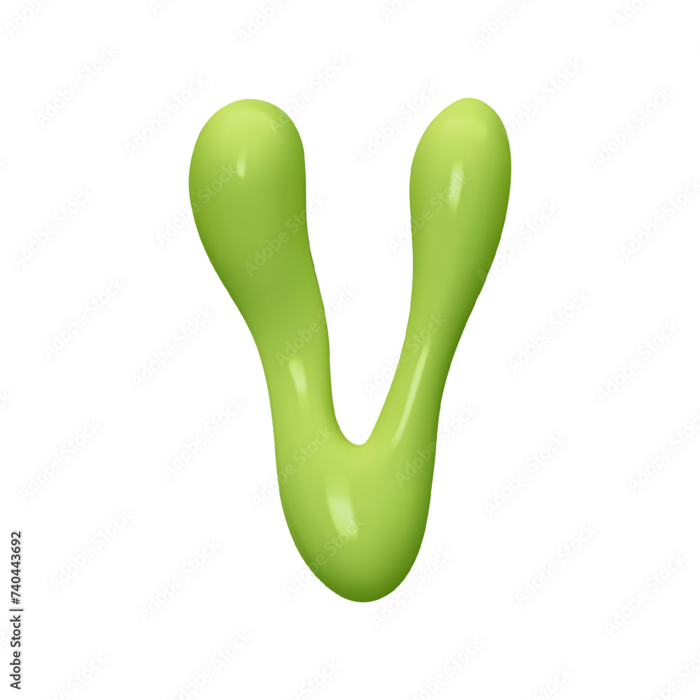 letter V. letter sign green color. Realistic 3d design in cartoon ...