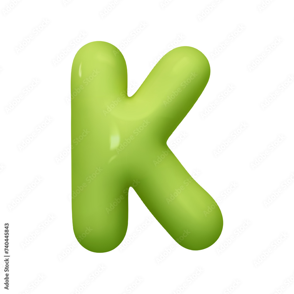 letter K. letter sign green color. Realistic 3d design in cartoon ...