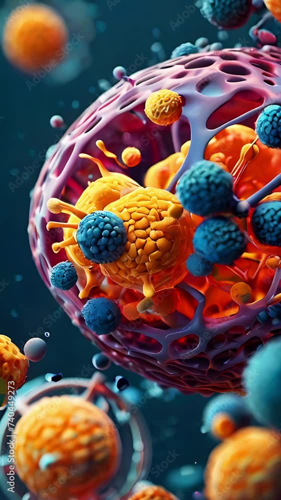 Virus attack, Cancer cell metastasis disease anatomy, 3d visualization ...