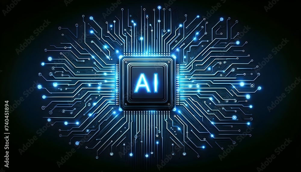 AI, central Processing unit, Artificial Intelligence, Ai chip, blue and ...