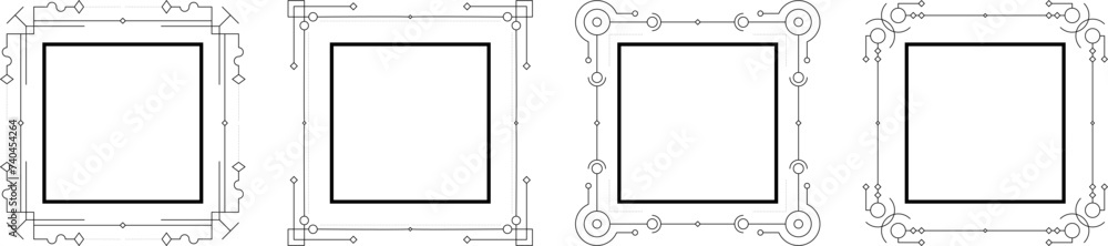 Vector set black line square text frame Stock Vector | Adobe Stock