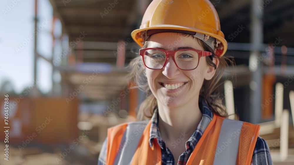 Woman Engineer on Site Wearing Hard Hat, High Vis Vest, and PPE ...