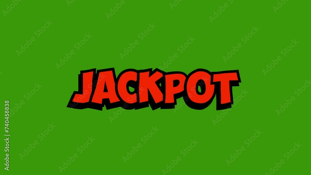 jackpot comic font animation. green screen. red text. 4K motion ...