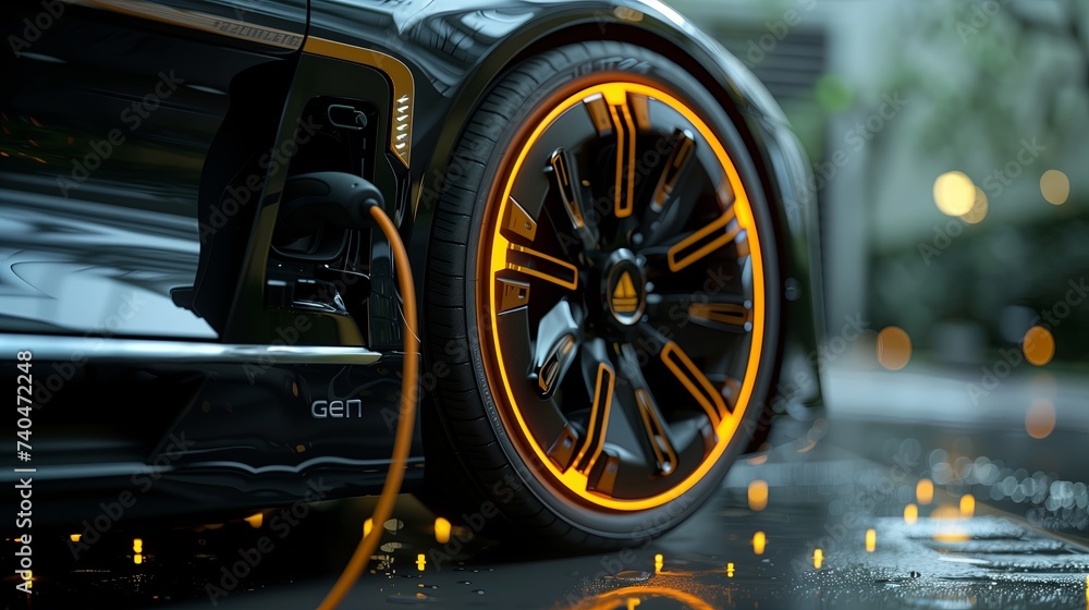 Refueling the Future: The glowing indicator lights on an electric ...