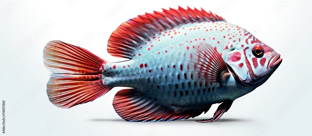 vector illustration of a mixed flowerhorn fish that has undergone ...
