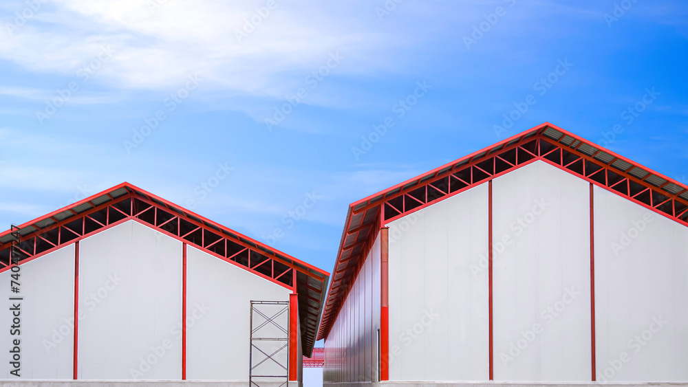 Foto de Two industrial cold storage warehouse buildings structure with ...