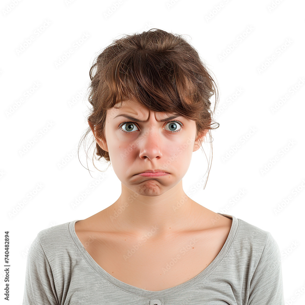 Women autism expressions face isolated on transparent background Stock ...