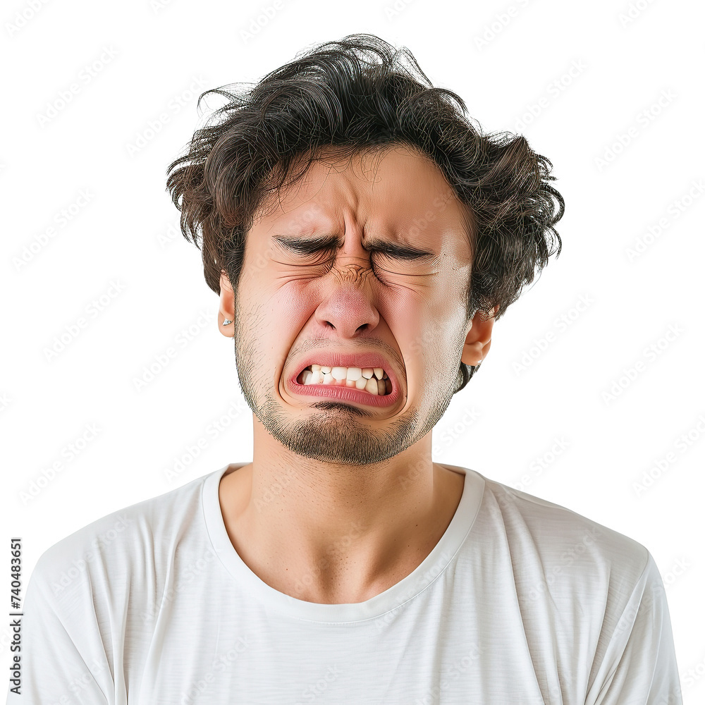 Men cry facial expressions face isolated on transparent background ...