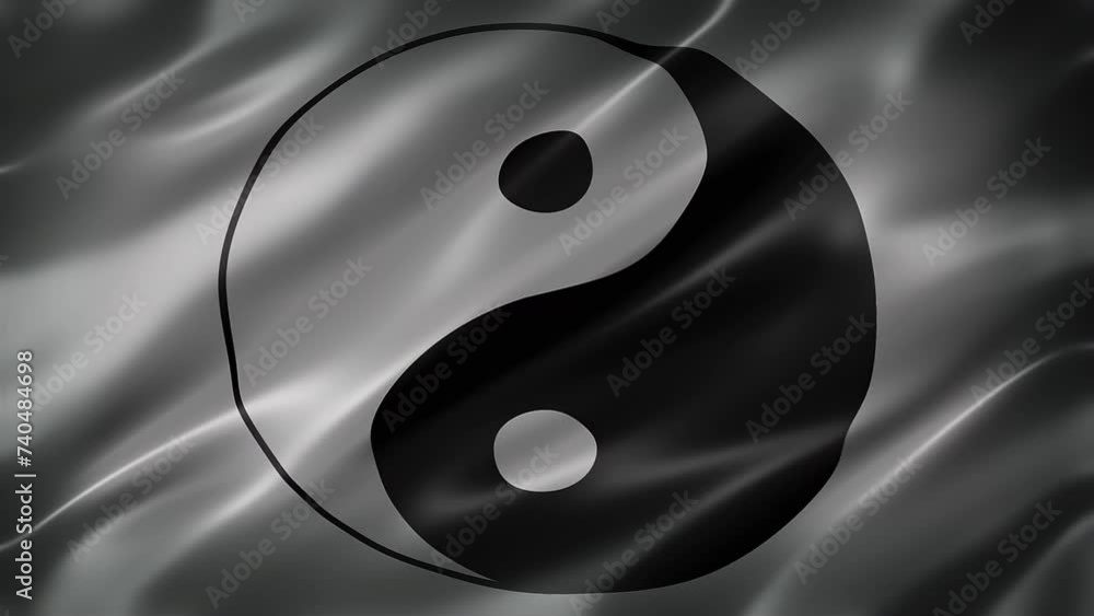 Yin and Yang flag, Tai Chi symbol on white background, front view ...