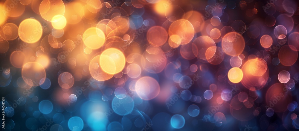 A pattern of electric blue lights in the darkness, creating a circle of ...