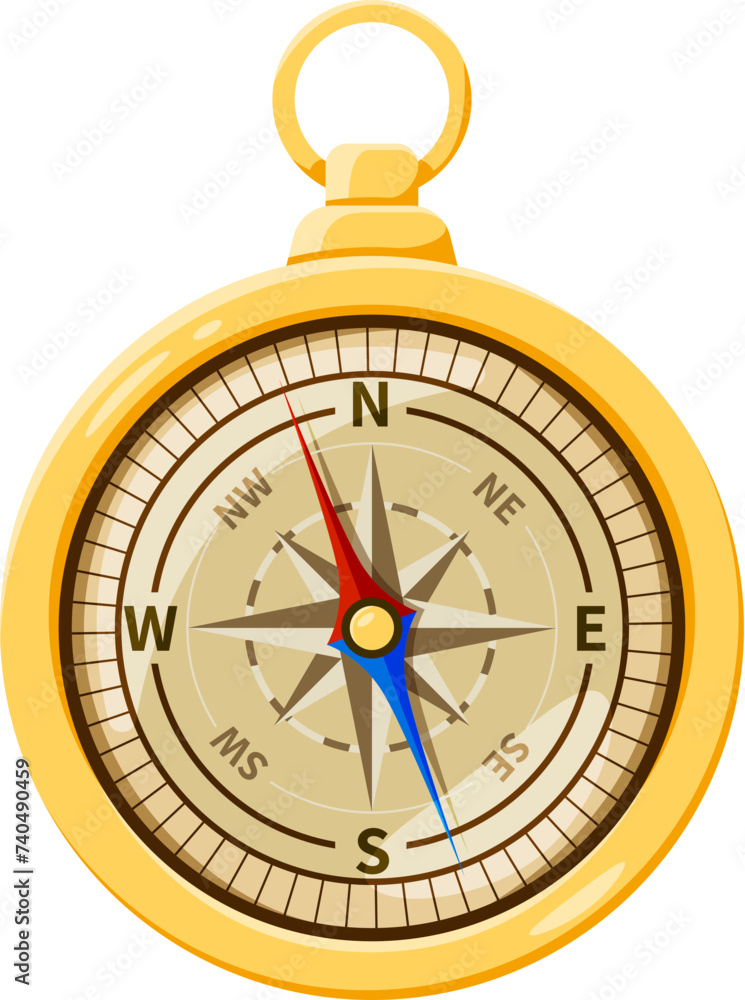 Cartoon sea compass. Isolated vector ancient pirate navigation item ...