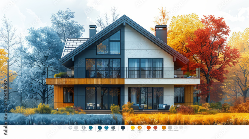 An infographic comparing two homes side by side: a traditional house ...