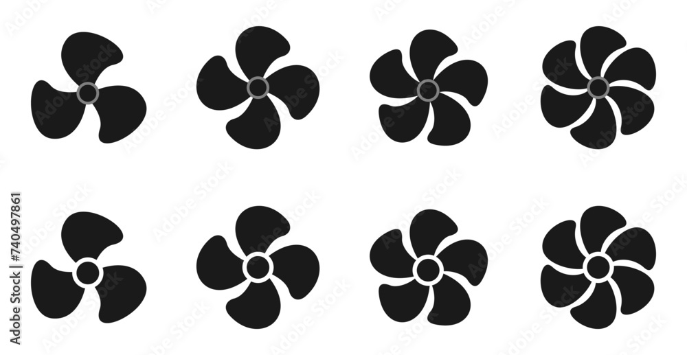 propeller icon set. flat design fan propellers vector isolated on white background. Stock Vector ...