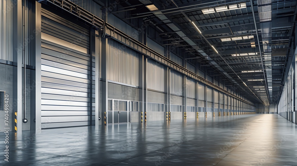 Factory or warehouse or industrial building. Protection with roller ...